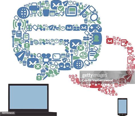 Tablet With Application Icons Speech Bubble Network Communication Global Communication Photos