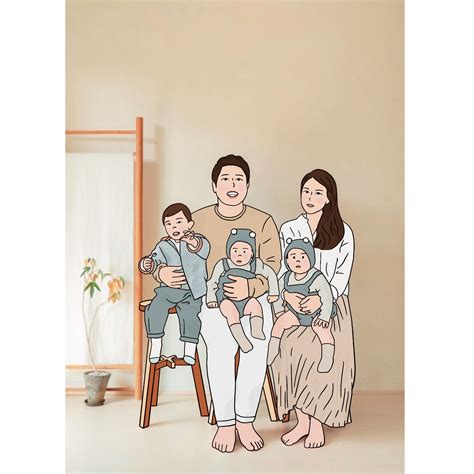 가족사진 드로잉 일러스트 포트폴리오 크몽