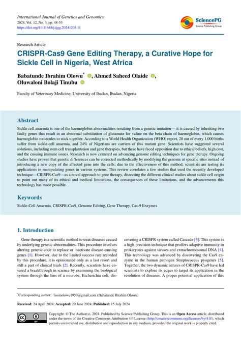 Pdf Crispr Cas9 Gene Editing Therapy A Curative Hope For Sickle Cell