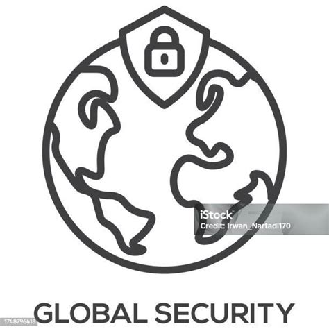 글로벌 보안 아이콘입니다 현대 기호 선형 픽토그램 윤곽선 기호 간단한 얇은 선 벡터 디자인 요소 템플릿 0명에 대한 스톡 벡터