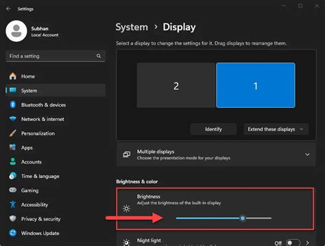 Как изменить яркость экрана Windows 11