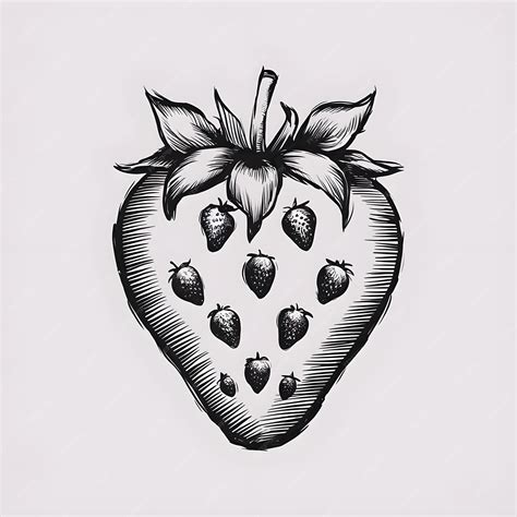 Dibujo Con Tinta De Lápiz Vectorial De Fresa Estilo De Grabado Monocromático En Blanco Y Negro