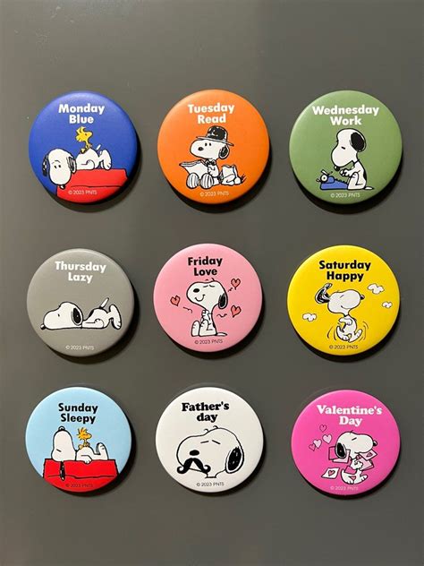 出清～ 星期一、星期二 7 11 Peanuts X 史努比 Snoopy 天天好心情磁鐵 史努比磁鐵 磁鐵 書籍、休閒與玩具 收藏