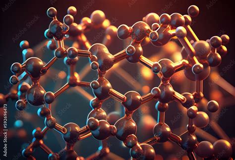 Nanotechnology Molecular Structure 3d Illustration Of A Lattice Chemistry Background Loop