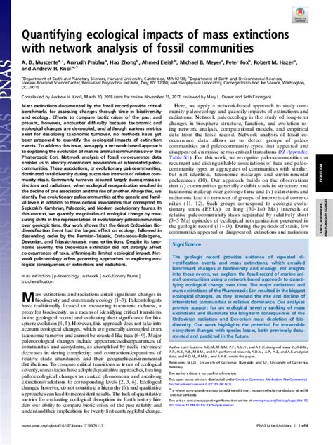 Pdf Quantifying Ecological Impacts Of Mass Extinctions With Network
