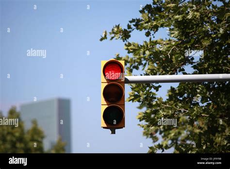 Red Traffic Light Intersection Stock Photo Alamy