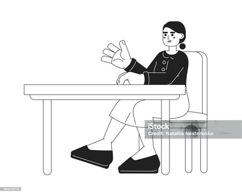 책상에 앉아있는 라틴계 소녀 흑백 2d 만화 캐릭터 2차 도형에 대한 스톡 벡터 아트 및 기타 이미지 2차 도형 가공의 인물 드로잉 Istock