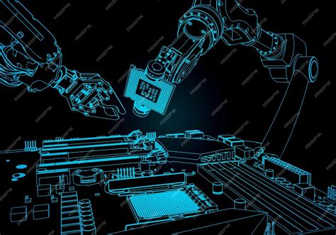 Premium Vector Robots Assemble A Computers