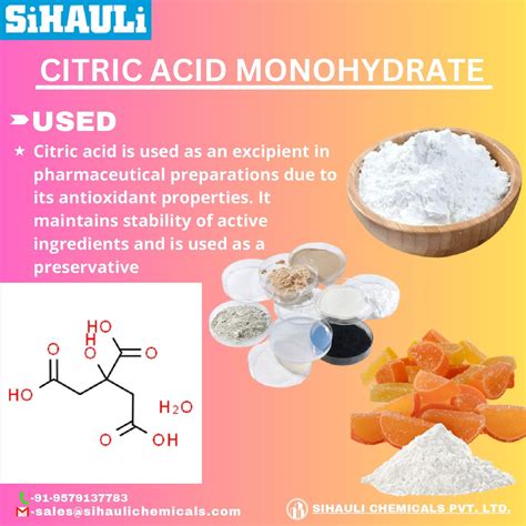 Citric Acid Monohydrate Manufacturers In India Sihauli Chemicals Private Limited