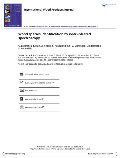 Pdf Wood Species Identification By Near Infrared Spectroscopy