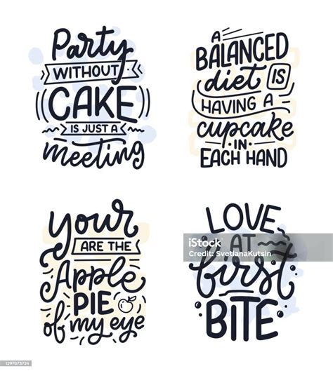 재미있는 속담 카페 또는 베이커리 인쇄에 대한 영감 따옴표 재미있는 브러시 서예 손으로 그린 스타일로 디저트 레터링 슬로건 벡터 인용 문자에 대한 스톡 벡터 아트 및 기타