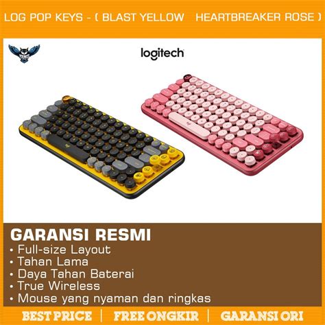 Jual Logitech POP Keys Keyboard Wireless Mechanical Compact Emoji Keys Blast Yellow