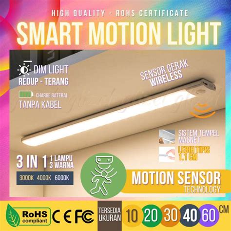 Promo LAMPU SENSOR GERAK OTOMATIS MOTION LIGHT BATERAI LED SMART BACA BATANG 10cm Diskon 50