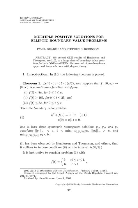 Pdf Multiple Positive Solutions For Elliptic Boundary Value Problems