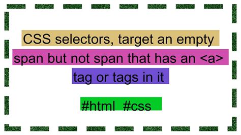 Css Selectors Target An Empty Span But Not Span That Has An A Tag Or Tags In It Youtube