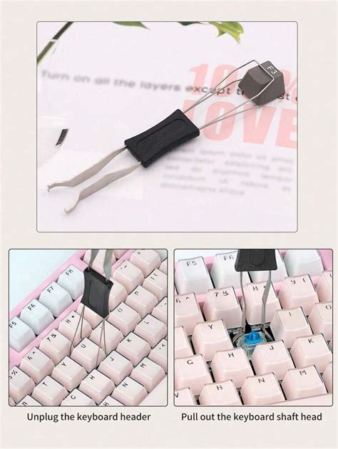 Stainless Steel 1pc 2 In 1 Keycap Puller And Key Remover Tool