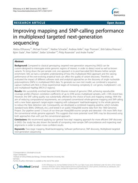 Pdf Improving Mapping And Snp Calling Performance In Multiplexed Targeted Next Generation