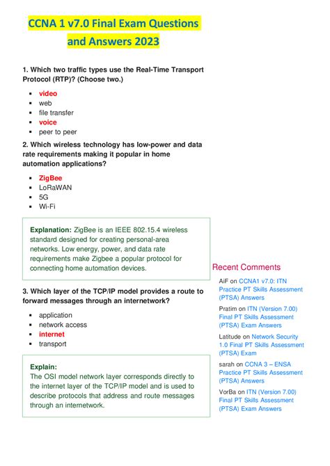 ccna 1 v7 0 final exam questions and answers 2023 exams computer