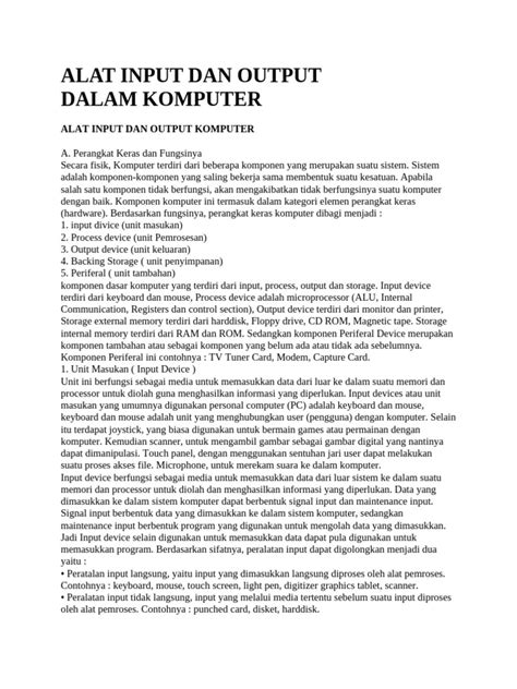 Alat Input Dan Output Pdf