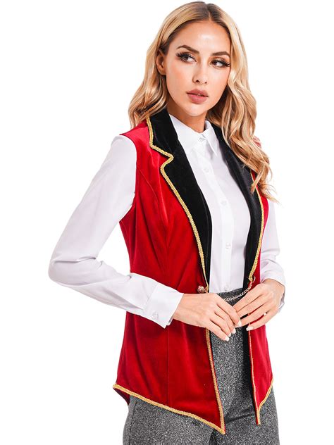 Iefiel Womens Circus Ringmaster Jacket Open Front Swallow Tailed Coat