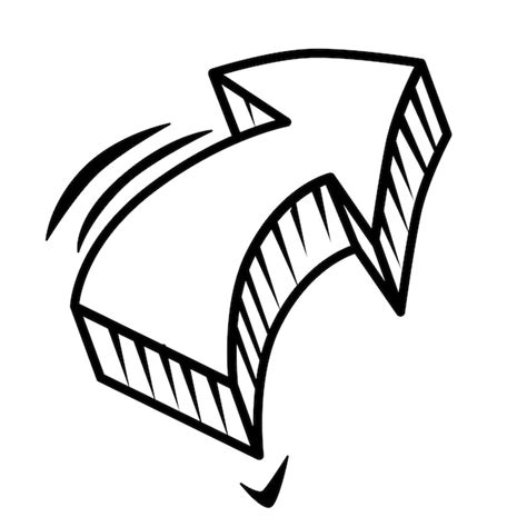 Premium Vector 3d Vector Abstract Arrow Hand Drawn Geometric Curved Pointer Up Right Isolated