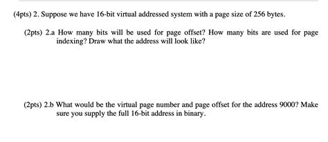 Solved 4pts 2 Suppose We Have 16 Bit Virtual Addressed
