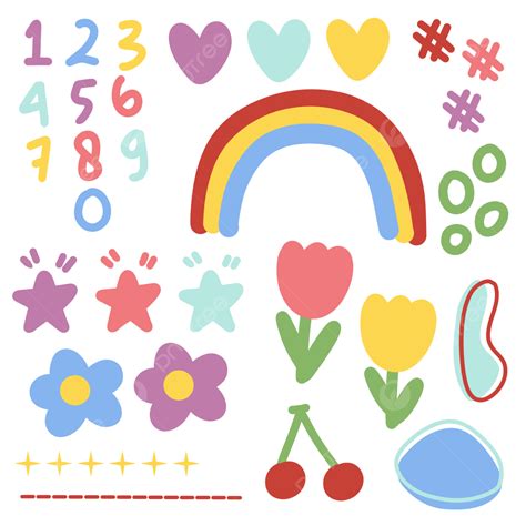 컬러 가 귀여운 낙서 장식 꽃 일러스트 스티커 귀여운 낙서 화려한 스티커 저널 Png 일러스트 및 Psd 이미지 무료 다운로드 Pngtree