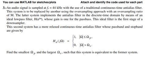 Solved You Can Use Matlab For Sketchesplots Attach And