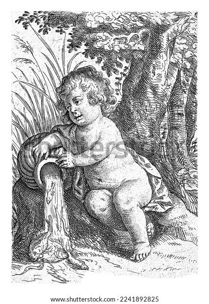 Naked Boy Leans Against Tree Empties Stock Illustration Shutterstock