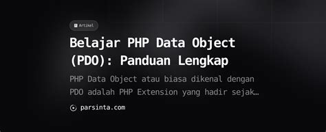 Belajar Php Data Object Pdo Panduan Lengkap Parsinta