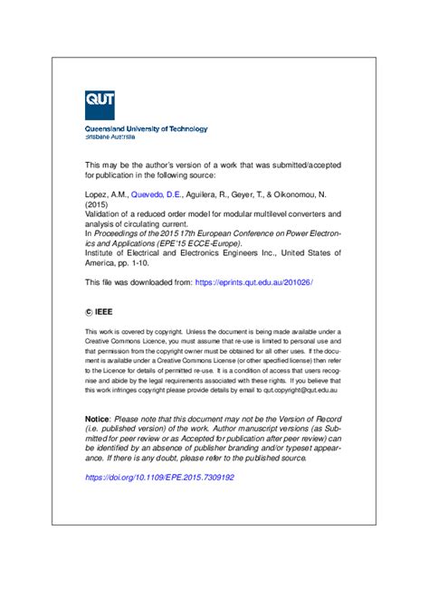 Pdf Validation Of A Reduced Order Model For Modular Multilevel