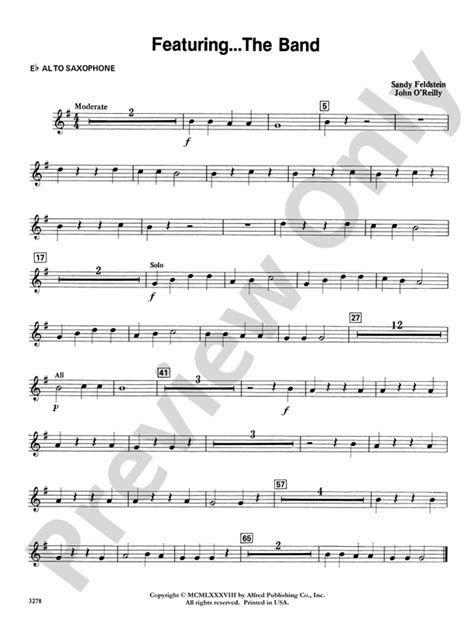 Featuring The Band E Flat Alto Saxophone E Flat Alto Saxophone Part Digital Sheet Music Download
