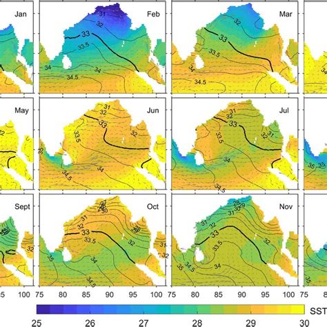Climatological Monthly Sea Surface Temperature Fields Color Mean