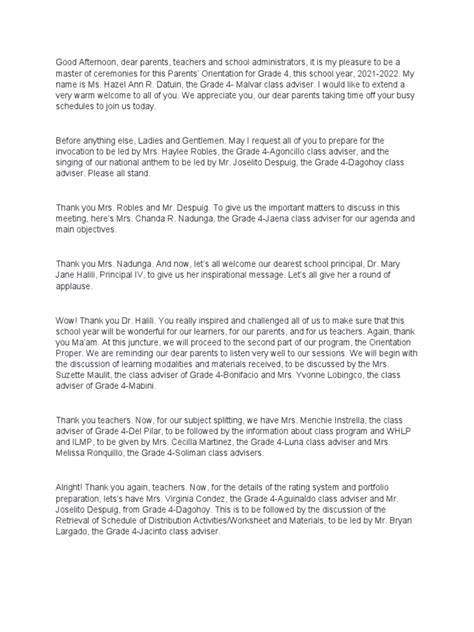 Orientation Script Pdf