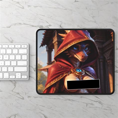 Dragon Girl Mousepad NSFW Anthro Computer Accessories And Decor Mature Content Topless Furry