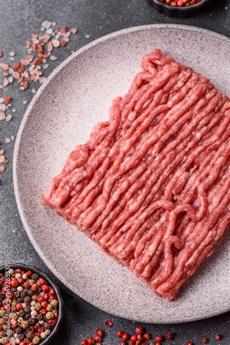 Raw Ground Beef Or Pork Fresh Meat For Burgers Or Other Dishes Raw