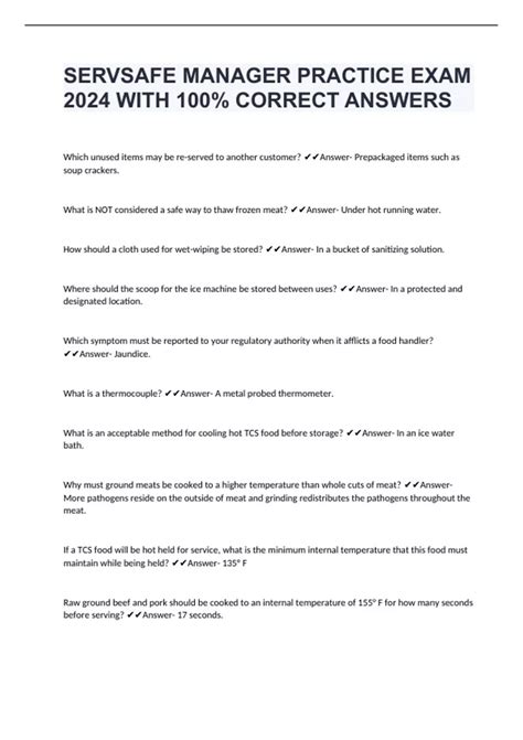 SERVSAFE MANAGER PRACTICE EXAM WITH CORRECT ANSWERS SERVSAFE MANAGER Stuvia US