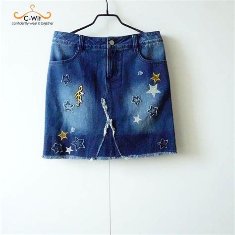 一元起標～當 我 們 在 衣 起c Wit＊╯全新專櫃赫帝刺繡燙鑽牛仔單寧裙m Yahoo拍賣