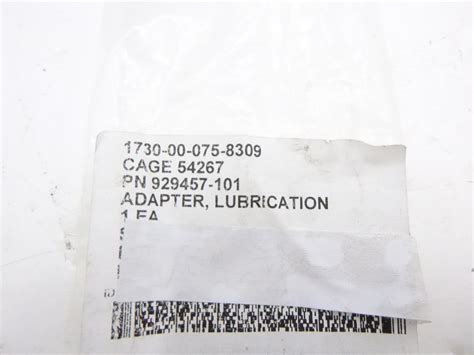 Lockheed Martin 1730 00 075 8309 54267 929457 101 Lubrication Adapter