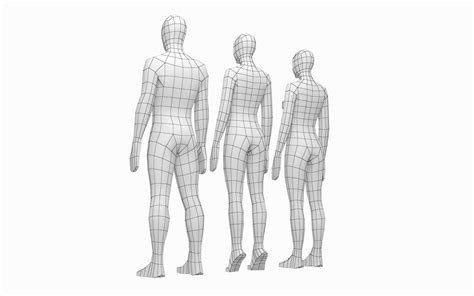 Male And Female Low Poly Base Mesh In Rest Pose 3d Model Turbosquid 2030318