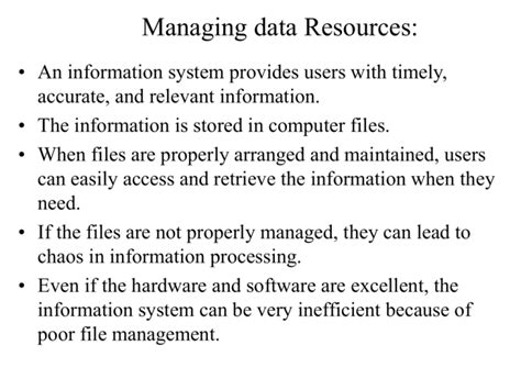 Managing Data Resources