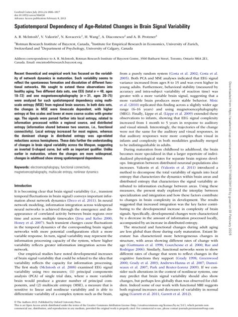 Mcintosh Et Al 2014 Spatiotemporal Dependency Of Age Related