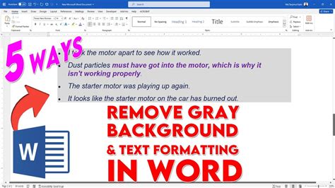 How To Remove Grey Highlight In Word Remove Background Color In Word Copied Text YouTube