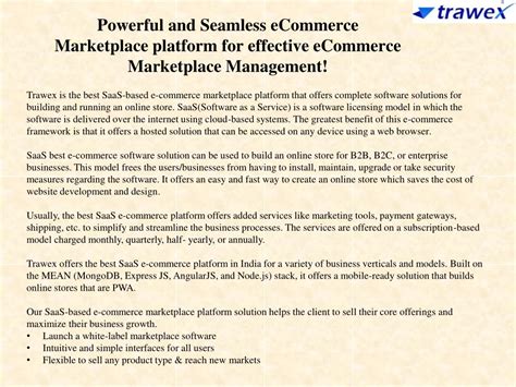 PPT Saas Based Ecommerce Marketplace Platform PowerPoint Presentation