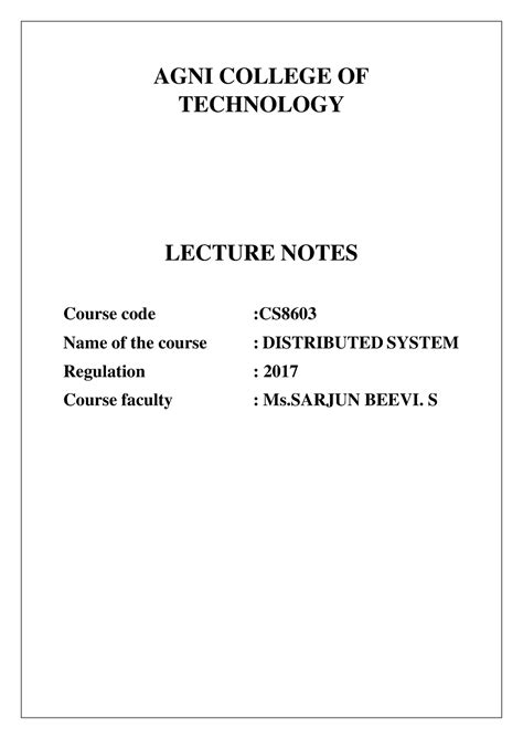 Cs8603 Ds 5 Units Notes Agni College Of Technology Lecture Notes