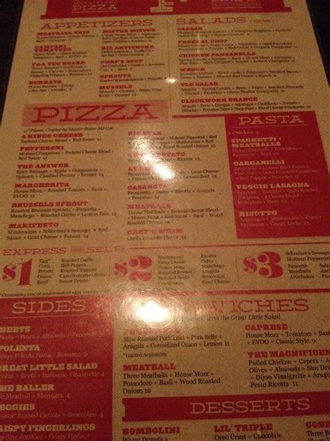 Menu At Federal Pizza Pizzeria Phoenix