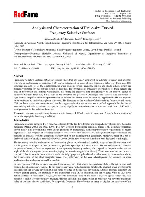 Pdf Analysis And Characterization Of Finite Size Curved Frequency
