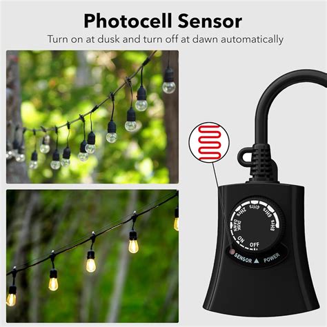 Outdoor Photocell Light Timer Waterproof Dusk To Dawn Sensor 3 Timer O