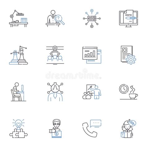 Work Management Line Icons Collection Productivity Efficiency Scheduling Organization