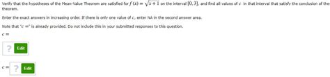 Solved Verify That The Hypotheses Of The Mean Value Theorem Chegg